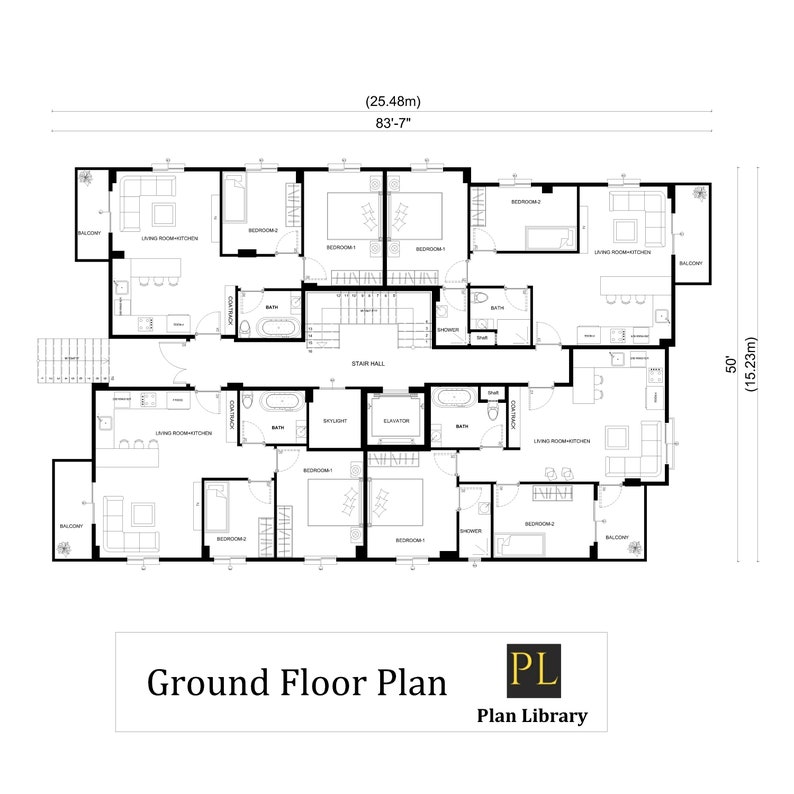 Apartment Plan Modern House Plan Residence Plan Condo Plan - Etsy UK