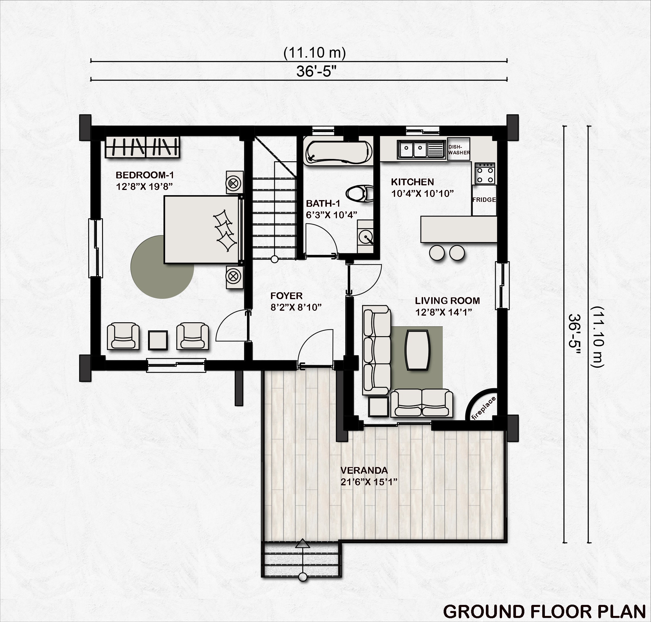 Tiny House Plan, 4 Bedroom Tiny House,2 Bathroom House Floor Plan ...