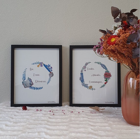 Affiche Lire écrire découvrir et Ecouter articuler | Etsy