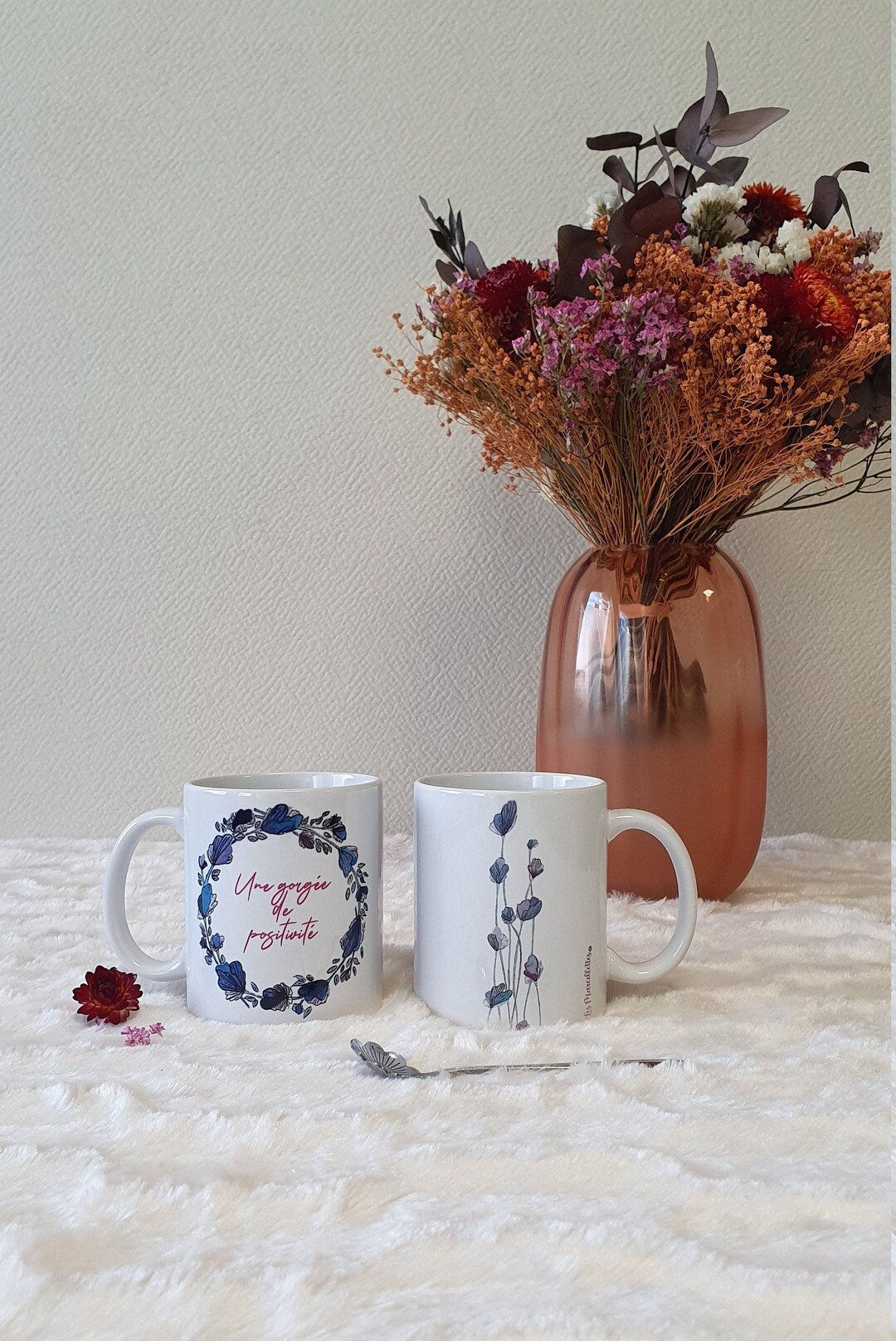 Cup "a Sip of Positivity", Illustrated in Watercolor - Etsy