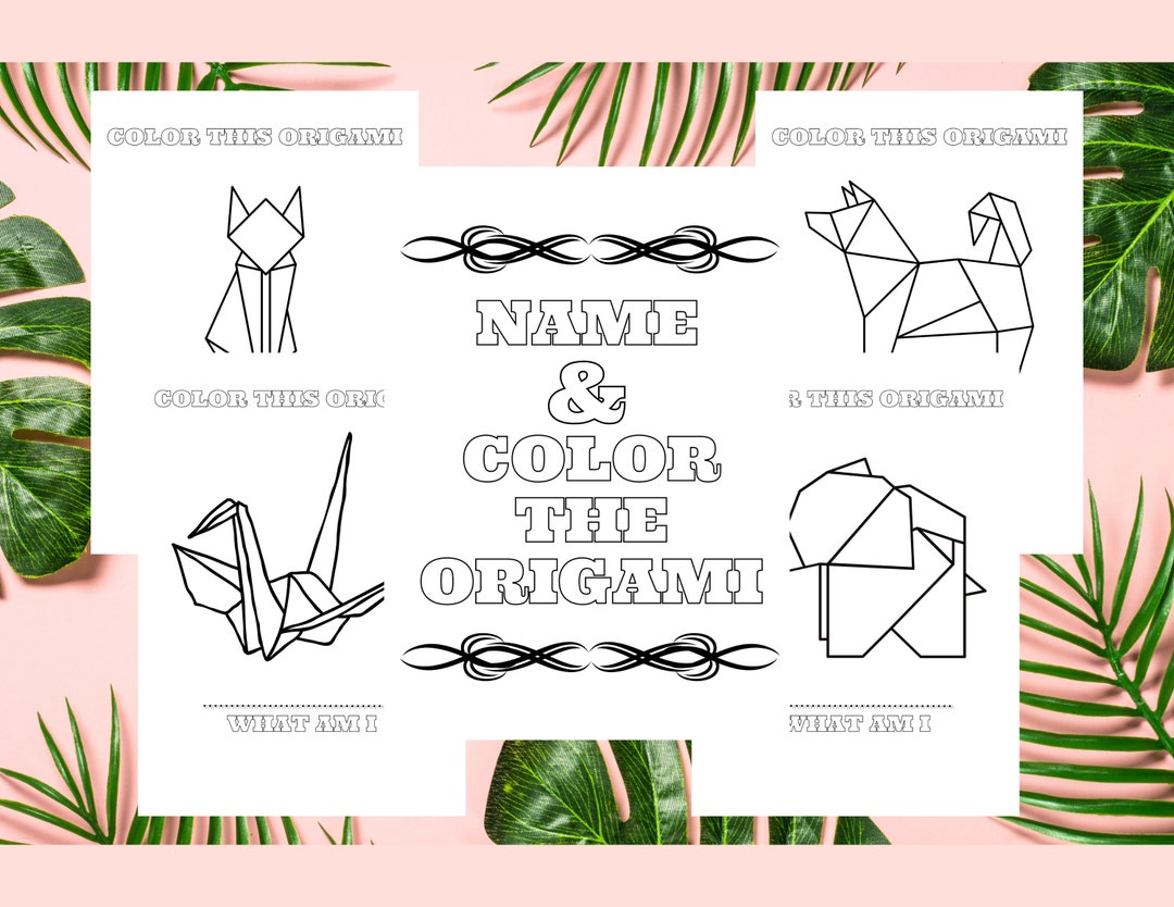 Set of 25 Animals Origami Coloring Pages, High Quality File, A4 ...