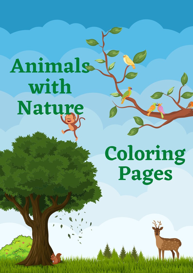Set of 6 Printable Animals Coloring Page | Kids Coloring Page | Adult ...