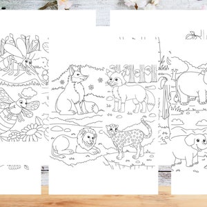 Set of 6 Printable Animals Coloring Page | Kids Coloring Page | Adult ...