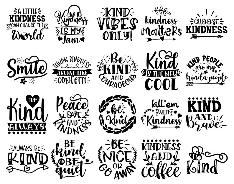 Kindness Quotes Svg Bundle Kindness Svg Kindness T-shirt - Etsy