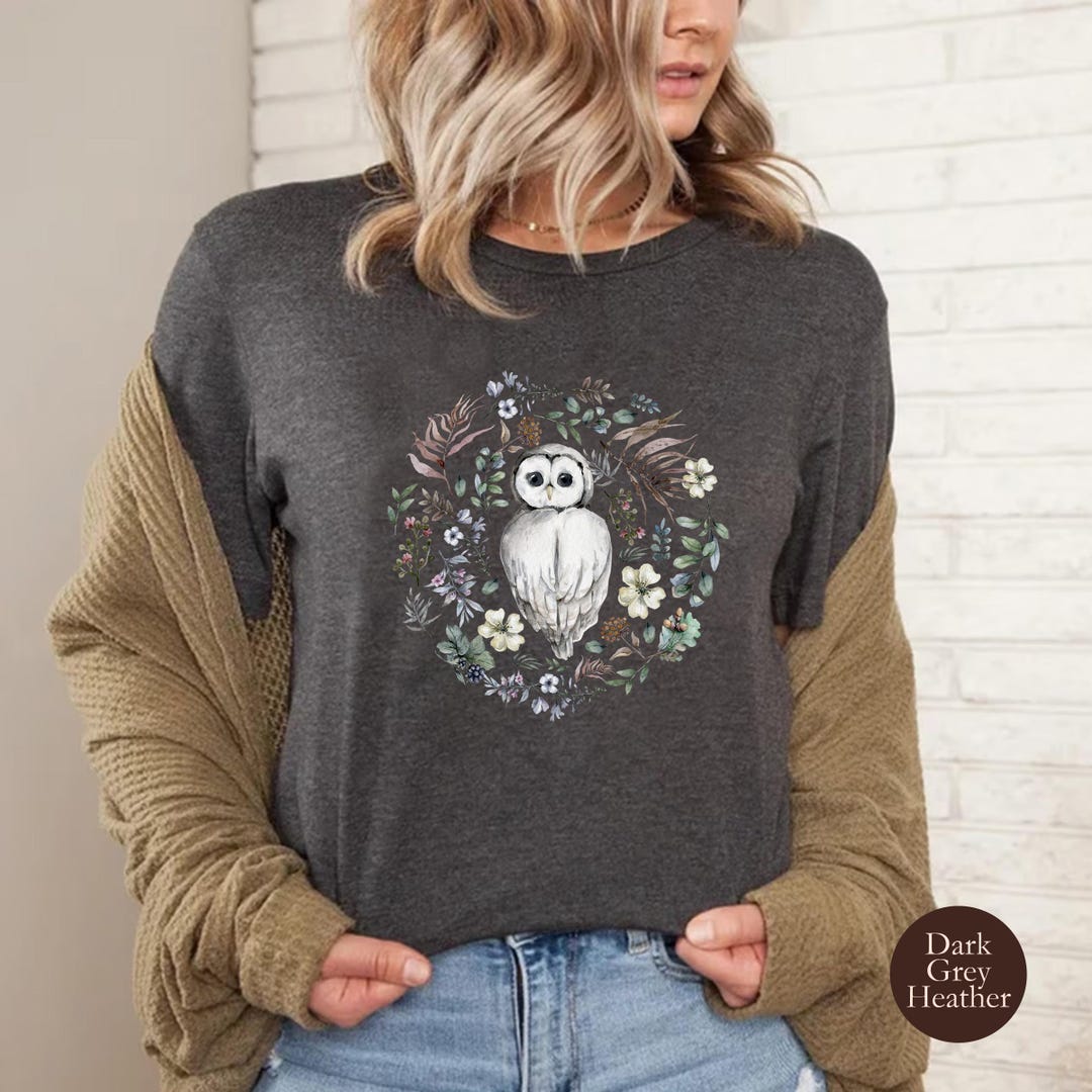 Artistic Cottagecore Owl Shirt, Animal Lover, Woodland Owl, Forestcore ...