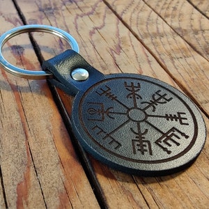 Vegvisir Iceland Viking Leather Key Ring - Etsy