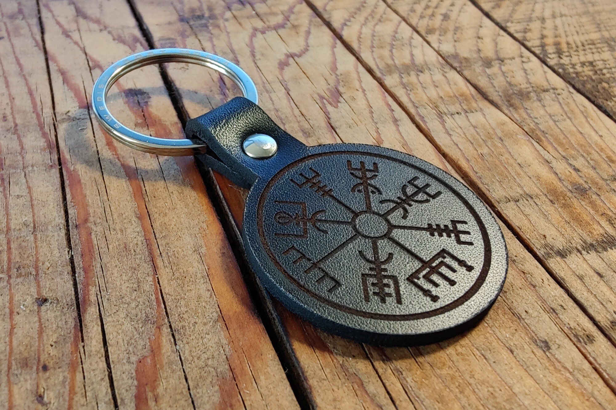 Vegvisir Iceland Viking Leather Key Ring - Etsy