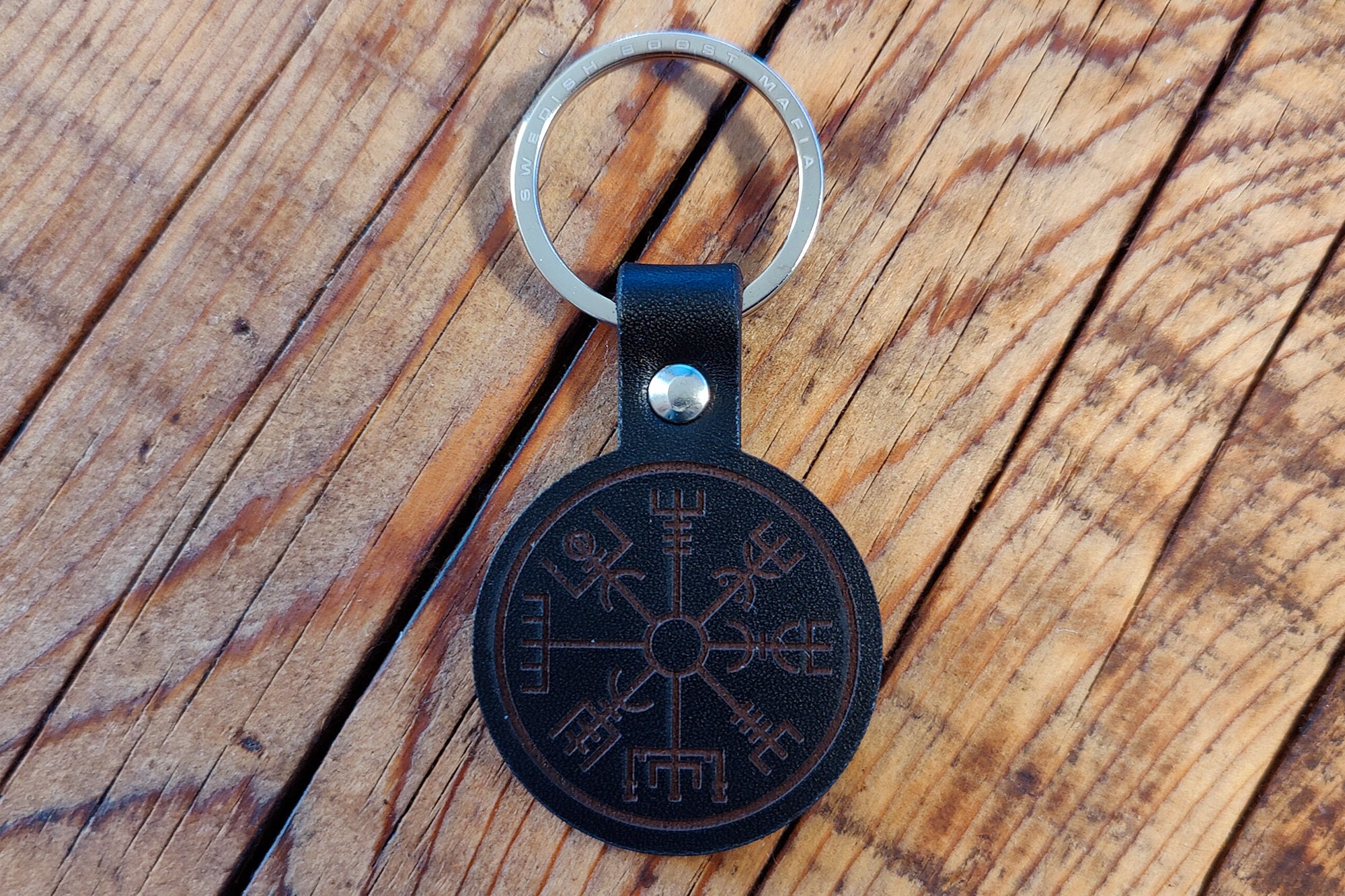 Vegvisir Iceland Viking Leather Key Ring - Etsy