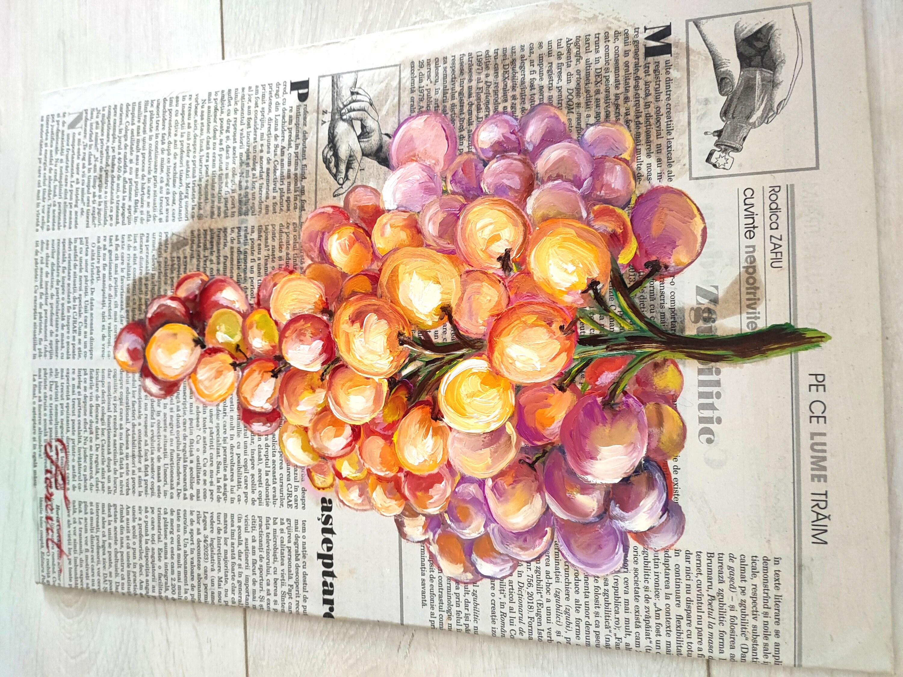 Grape Painting Original Oil Painting Grape Wall Art Fruit Painting ...