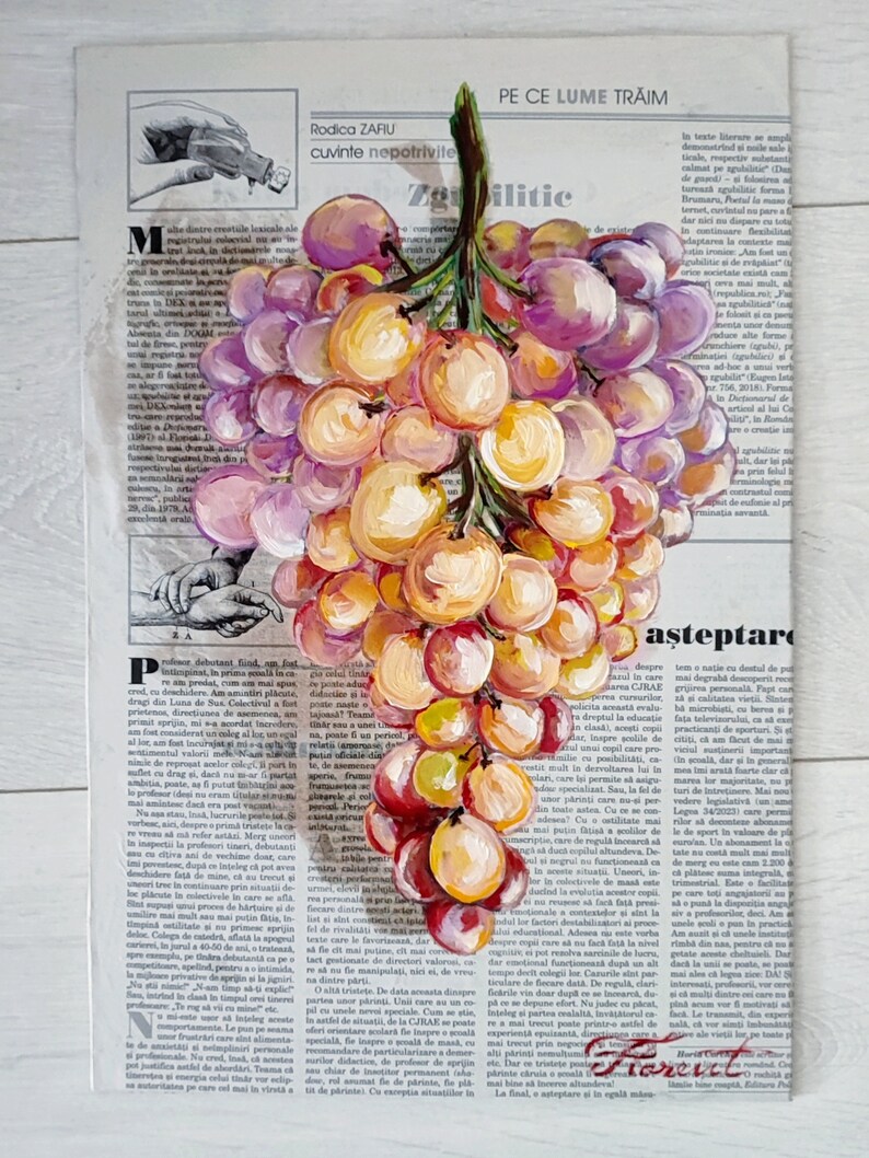 Grape Painting Original Oil Painting Grape Wall Art Fruit Painting ...