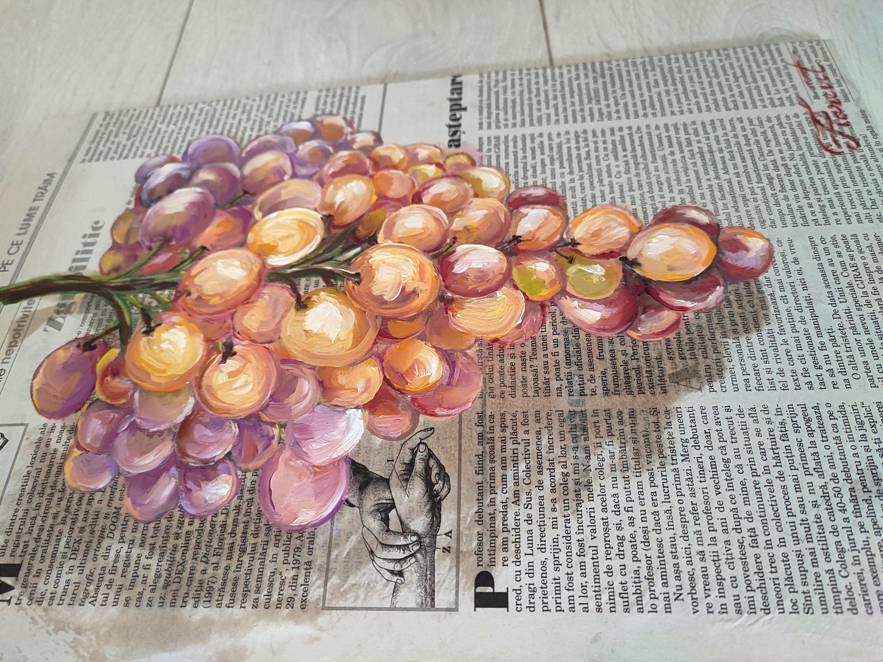 Grape Painting Original Oil Painting Grape Wall Art Fruit Painting ...