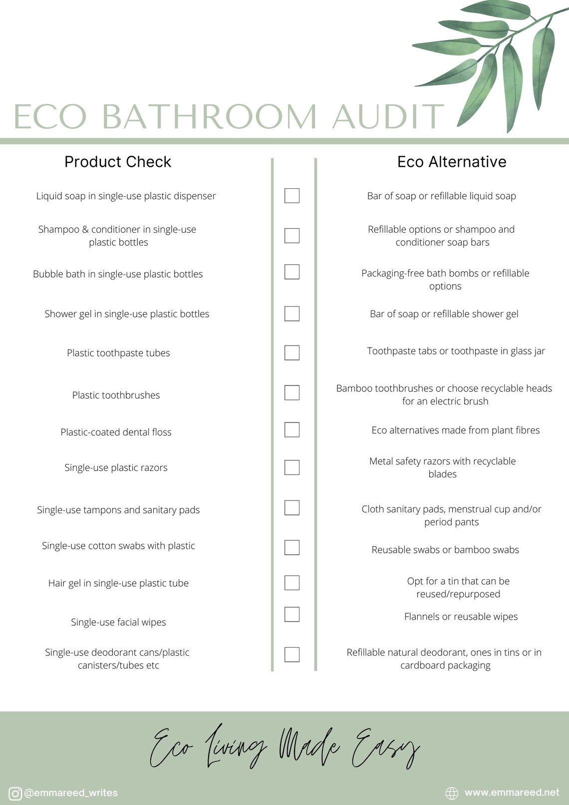 Your Simple Eco Home Audit Checklists and Tips - Etsy UK
