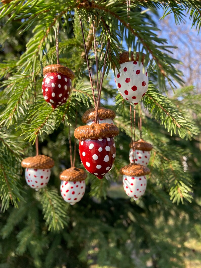 Painted Acorn Ornament Set, Rustic Fall Decor, Thanksgiving Decorations ...