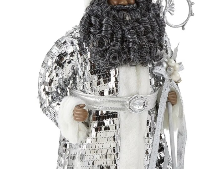 18" African American Silver Sequin Santa - Etsy