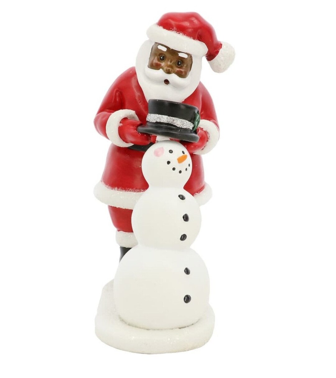 8 Red and White African American Santa Building Snowman - Etsy