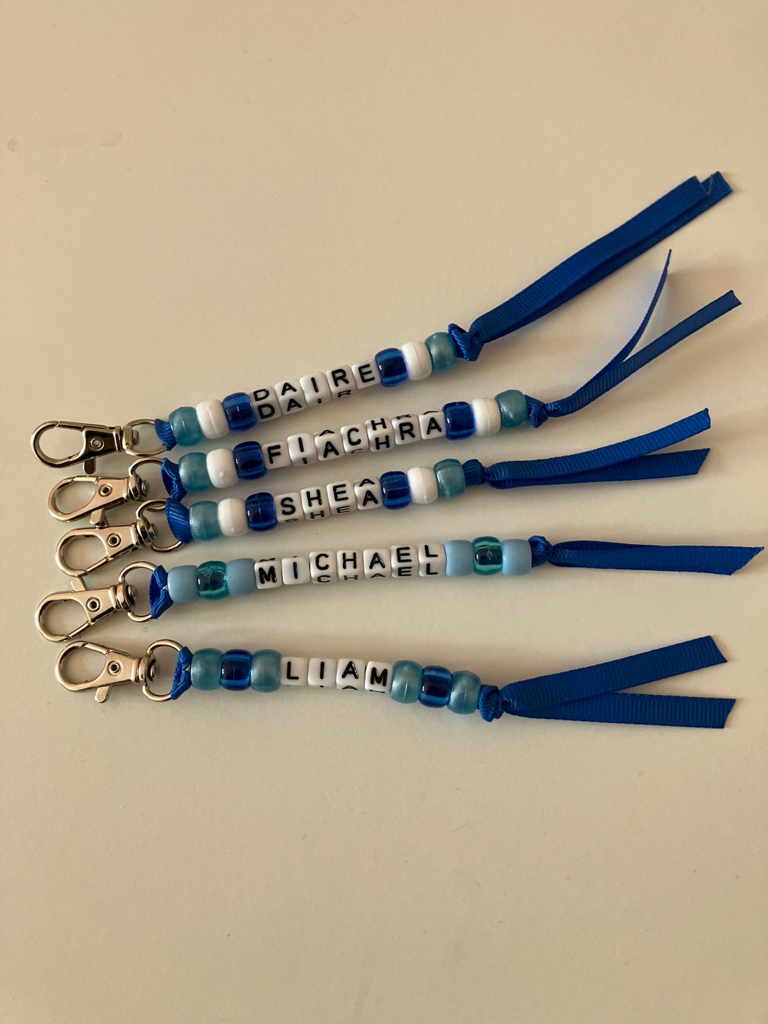 Personalised Name Bead Keyring- Party Favours- End of Year Class Gift ...