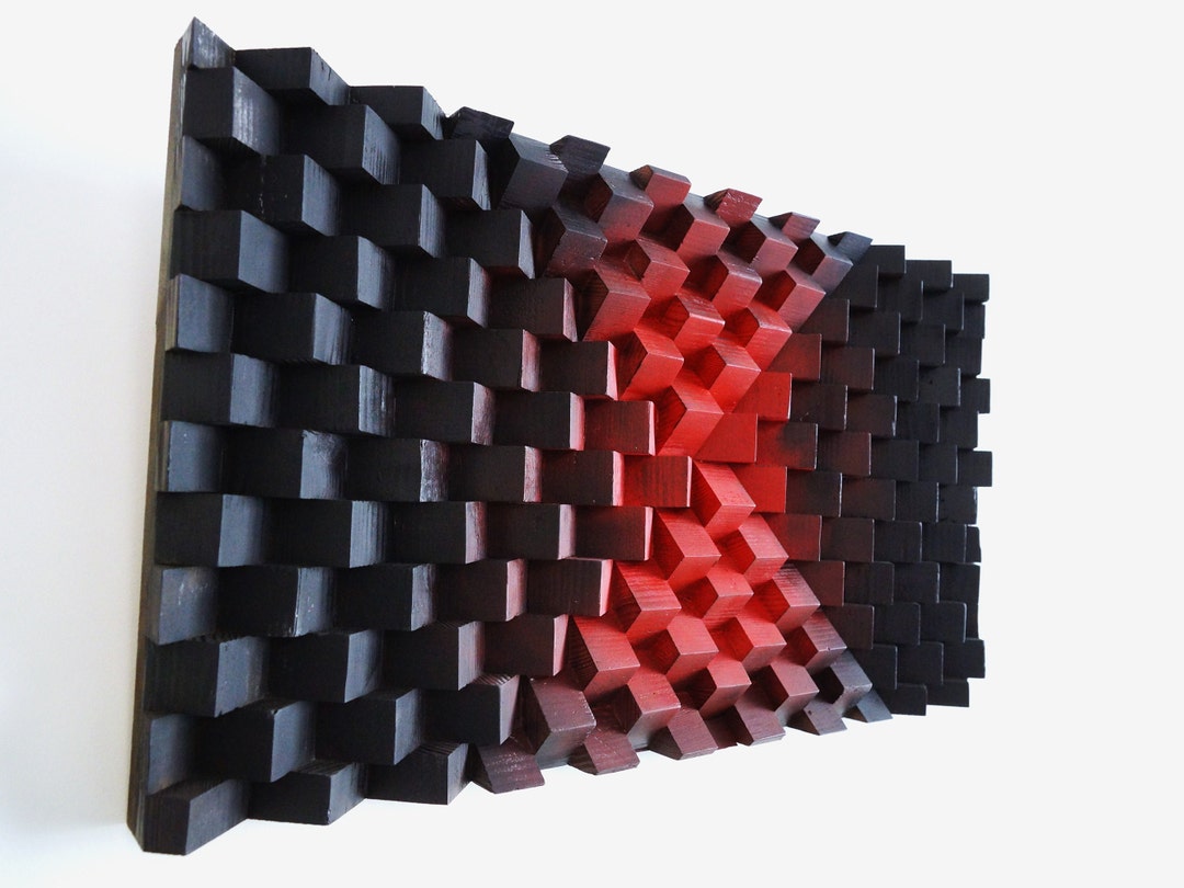 Wooden Wall Decor Modern Rustic Piece, Wood Wall Art Large Size, Red ...