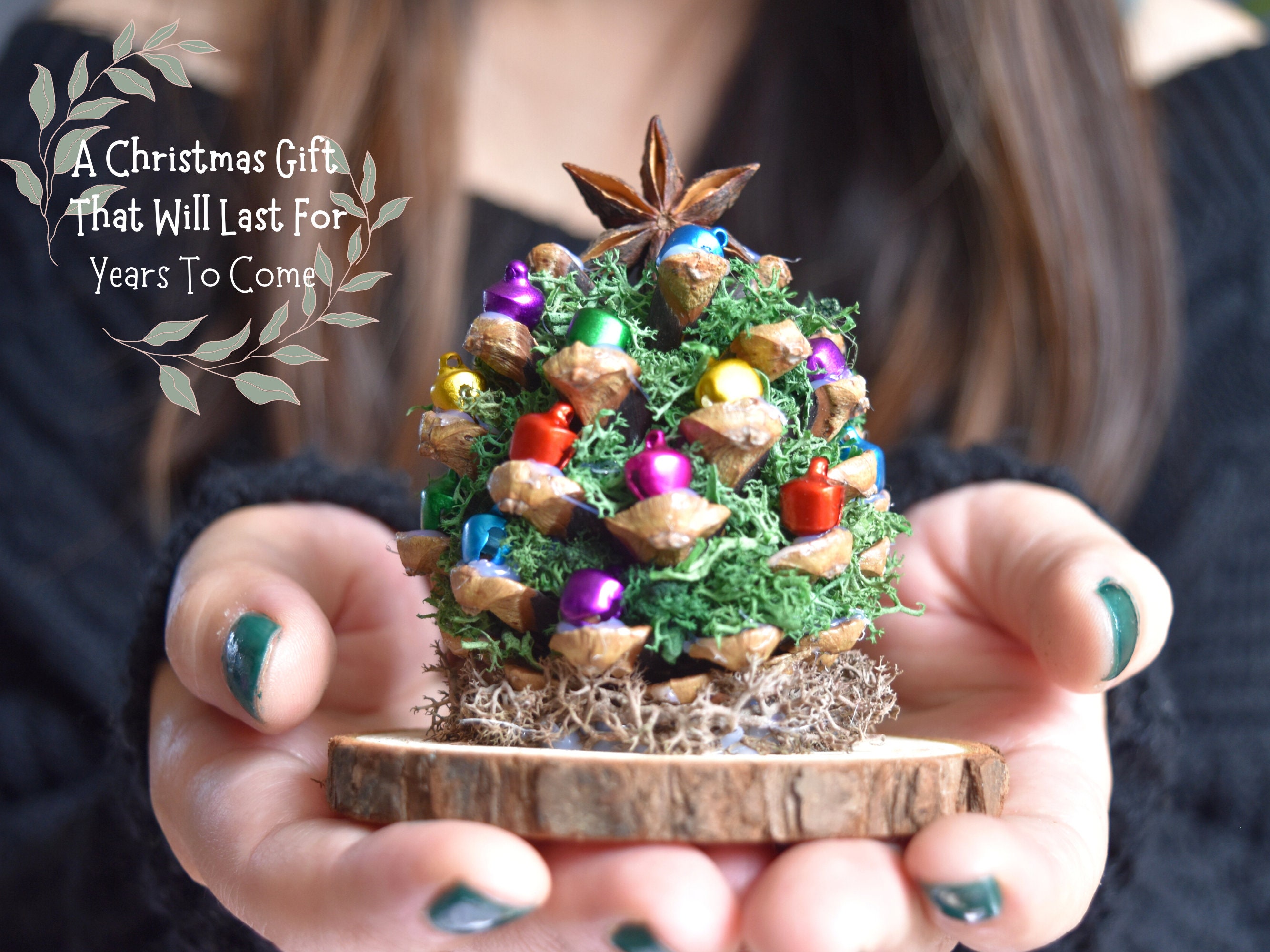 Mini Pinecone Christmas Tree With Jingle Bells Table Shelf - Etsy UK