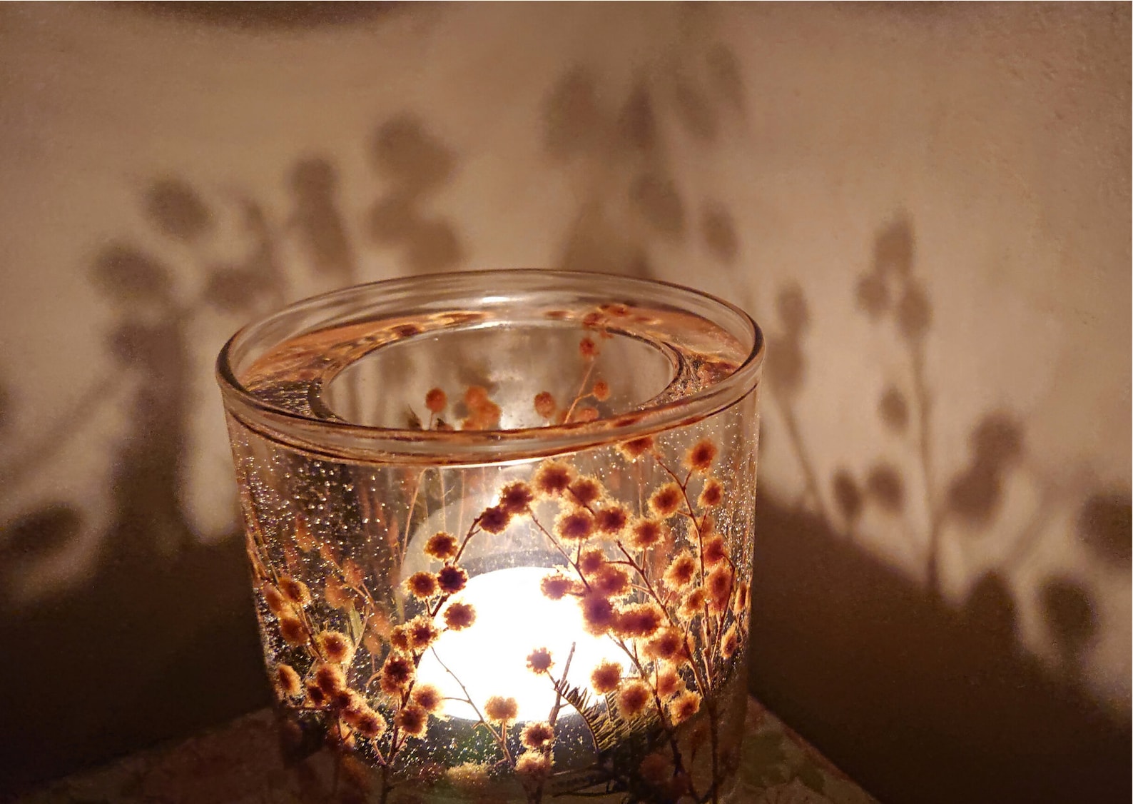 Yellow Mimosa Flower Glass Tealight Holder, Women's Day Mimosa Decor ...