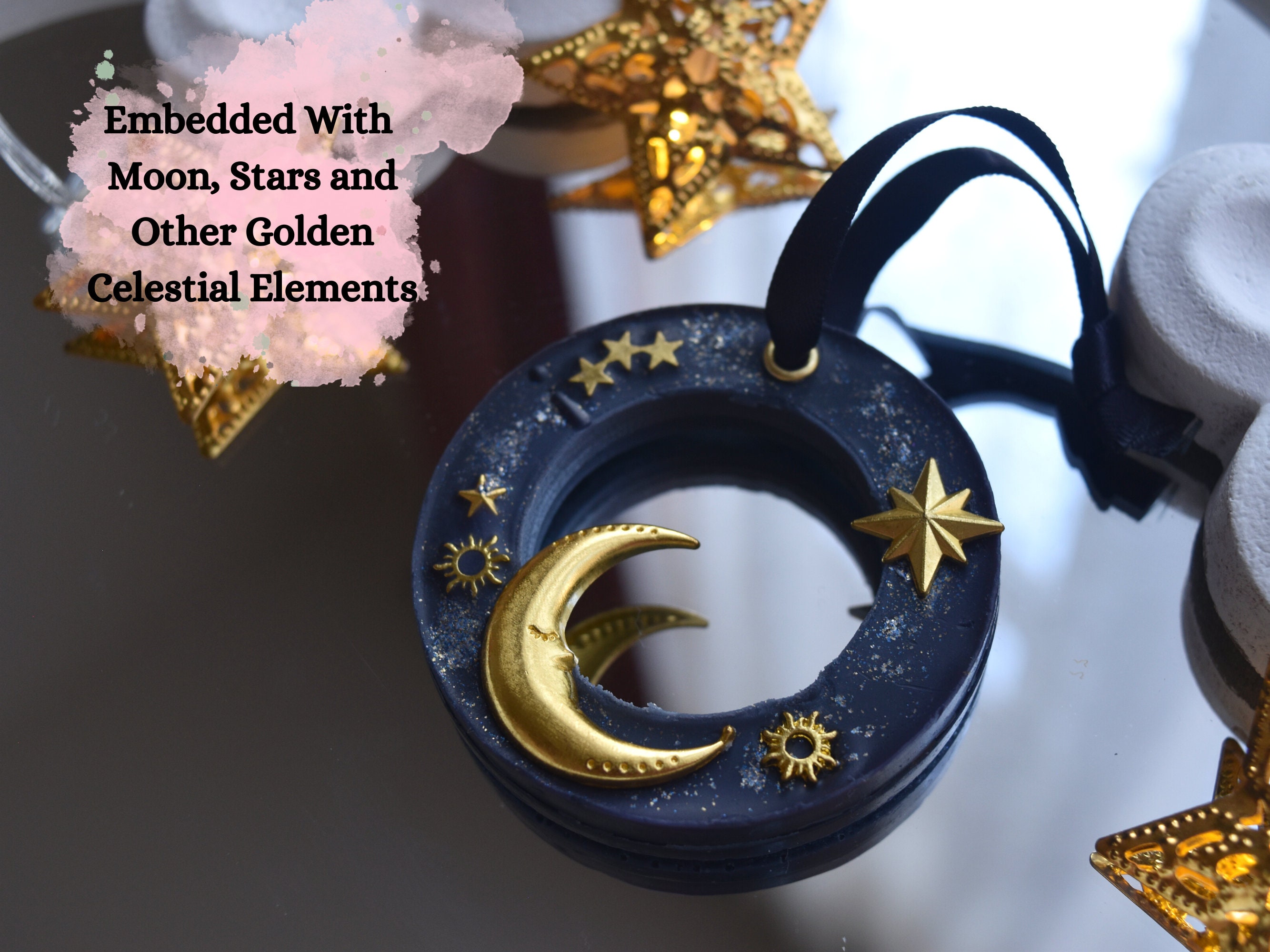 Crescent Moon and Star Fragrance Freshie, Hanging Soy Wax Air Freshener ...
