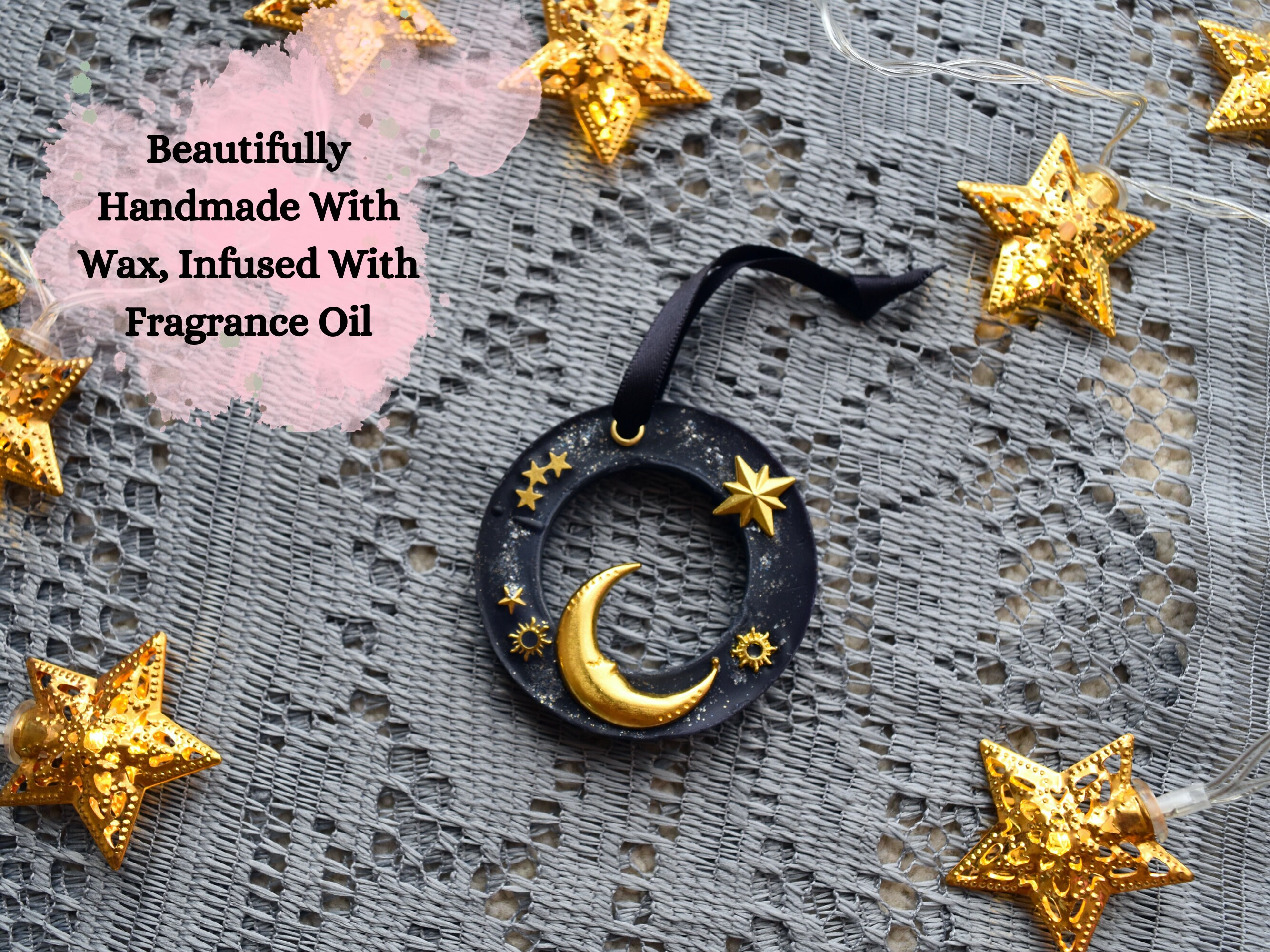 Crescent Moon and Star Fragrance Freshie, Hanging Soy Wax Air Freshener ...