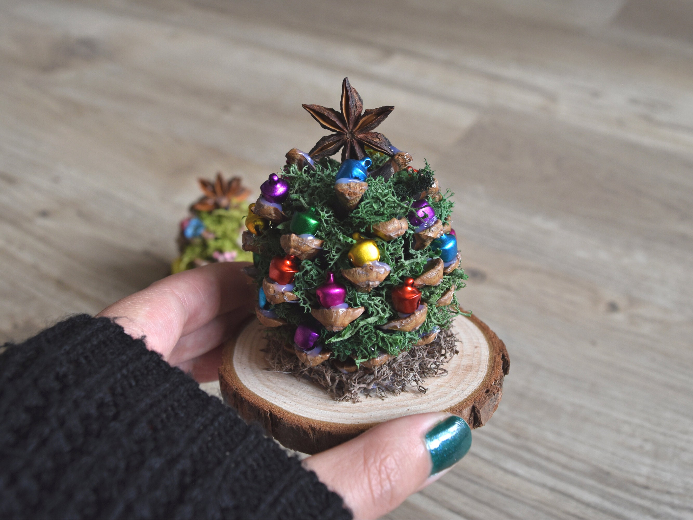 Mini Pinecone Christmas Tree With Jingle Bells Table Shelf - Etsy UK
