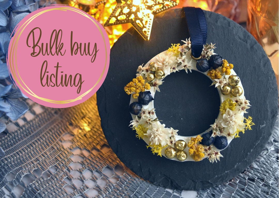 BULK Blue Gold Wedding Favour Flower Wreath, Mini Wax Freshie Ring ...