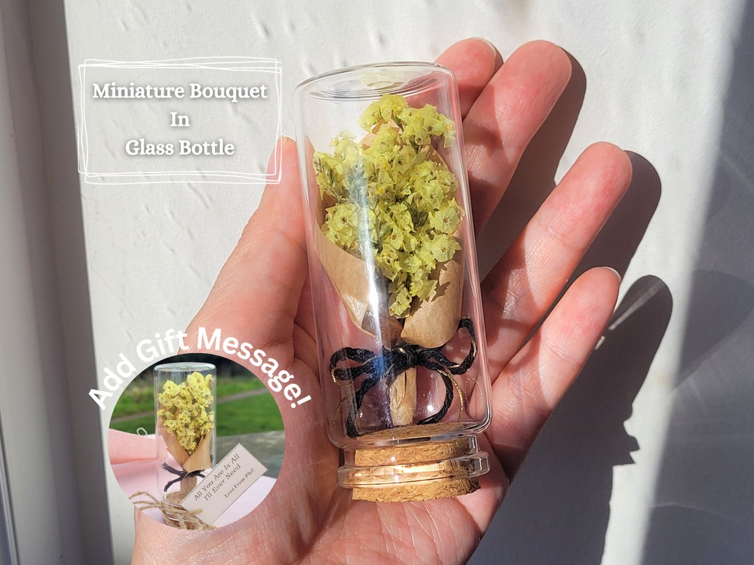 Yellow Bouquet in A Glass Jar, Mini Yellow Friendship Flower Gift ...