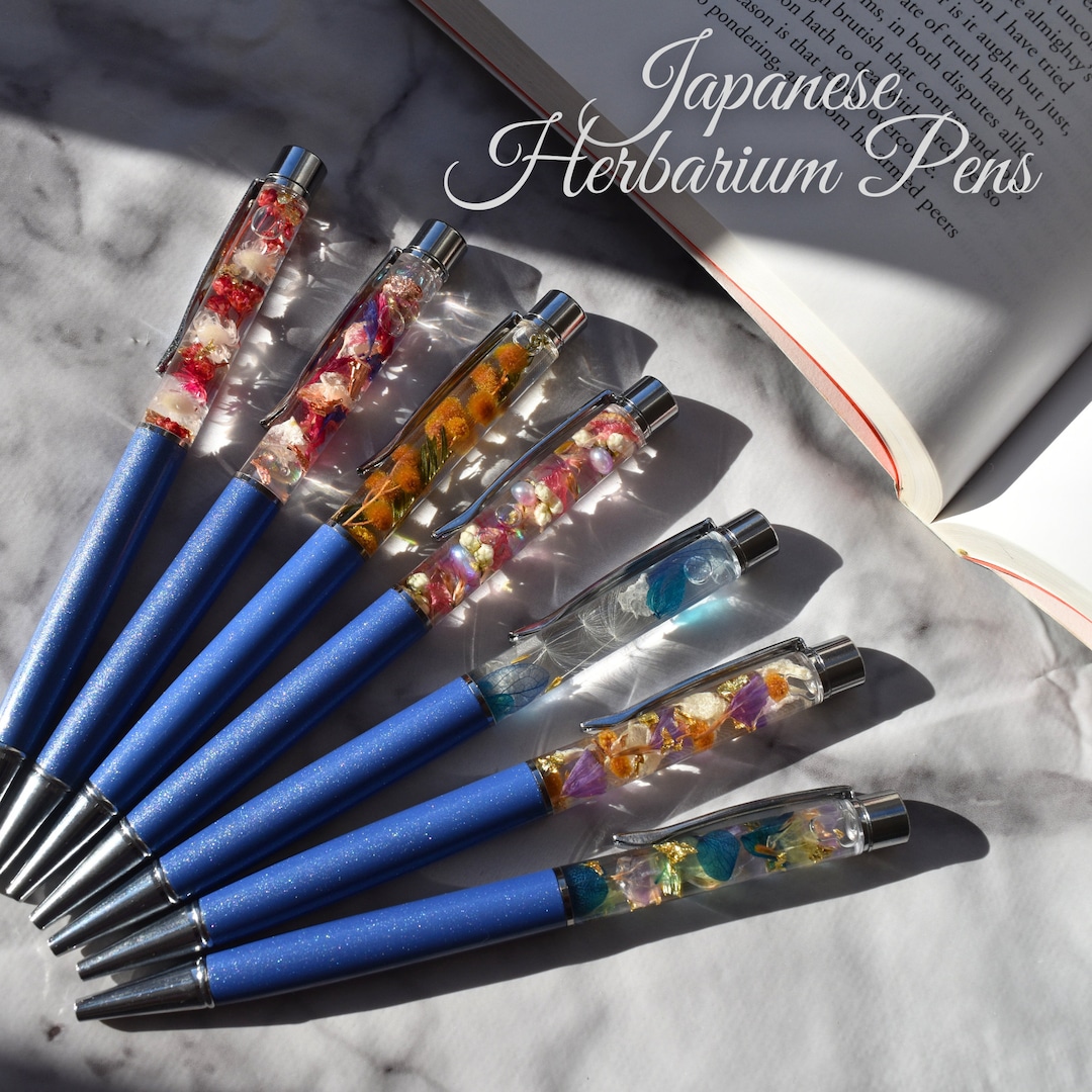 Personalised Herbarium Pen, Real Flower Botanical Ballpoint Pen, Custom ...