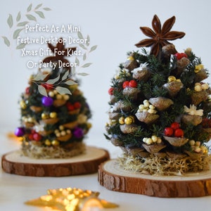 Mini Green Christmas Tree With Snow, Table Top Desk Small Xmas Tree ...