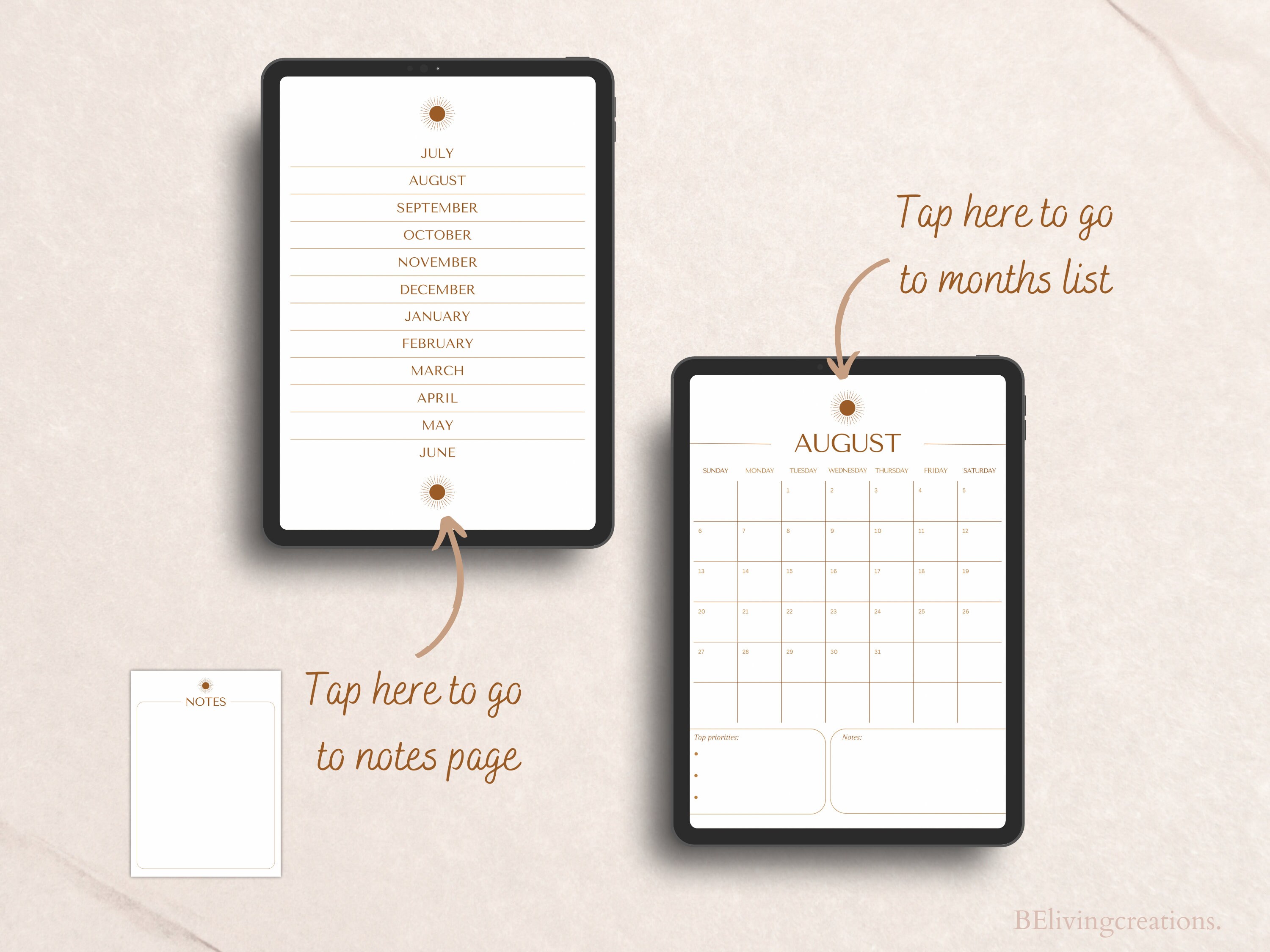 Digital BOHO Mid-year Calendar 2023 / 2024 Digital Calendar - Etsy