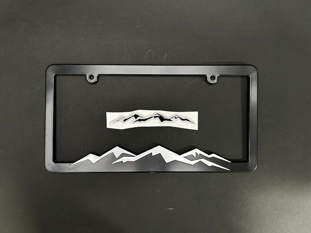 White Cap Mountains License Plate Frame With Black Dome Decal - Etsy