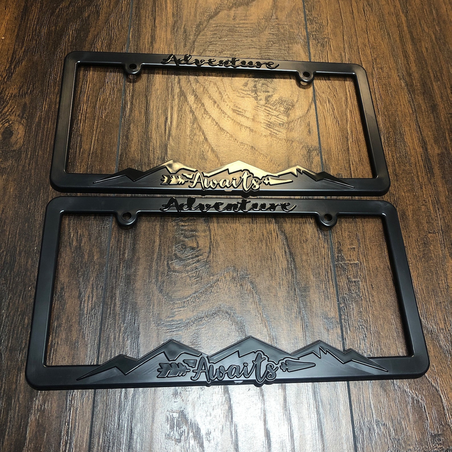 Black on Black Adventure Awaits License Plate Frame - Etsy
