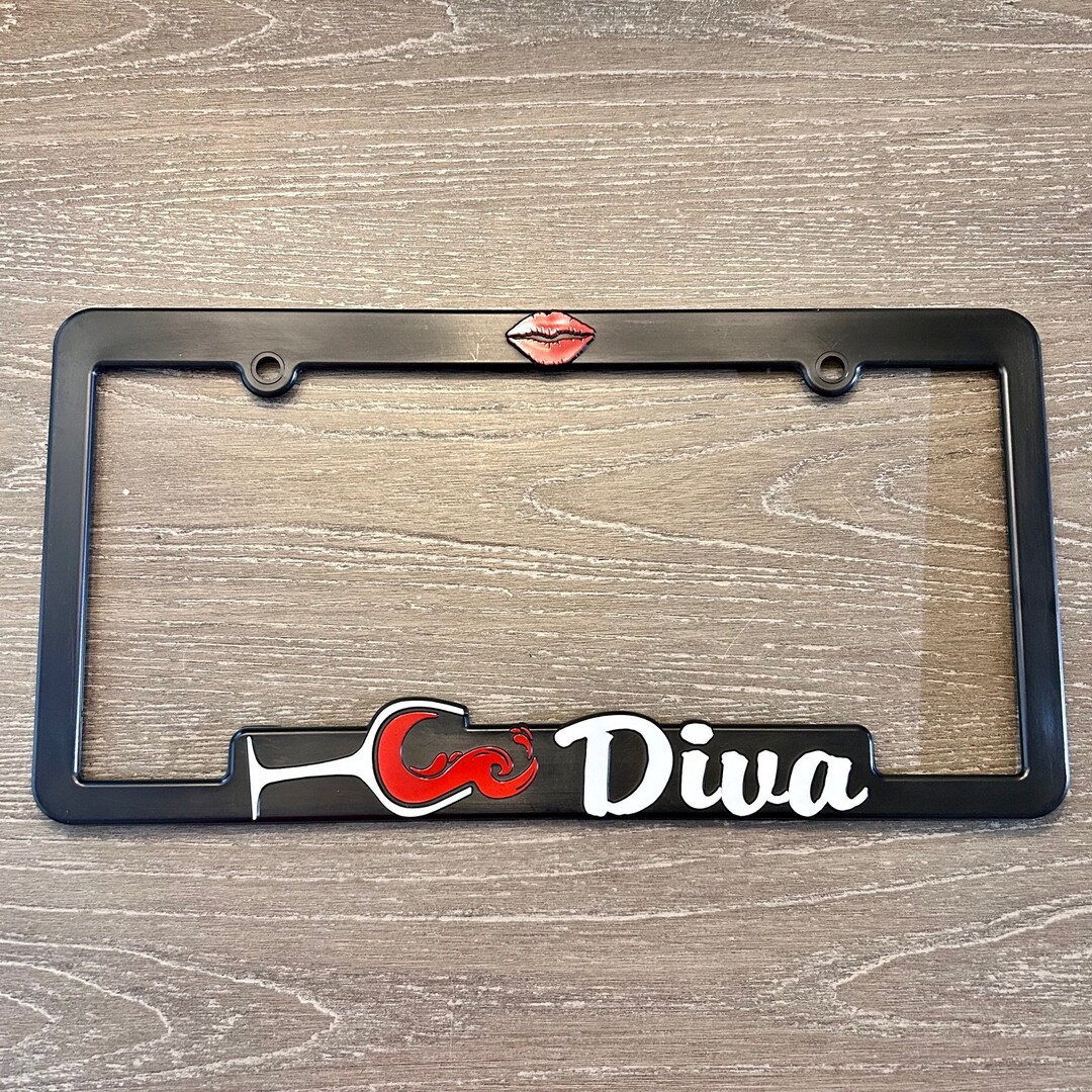 Wine Diva Raised Letter License Plate Frame - White and Red - Etsy