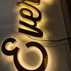 3d Gold Sign Custom Gold Shiny Backlit Background Light 3D - Etsy