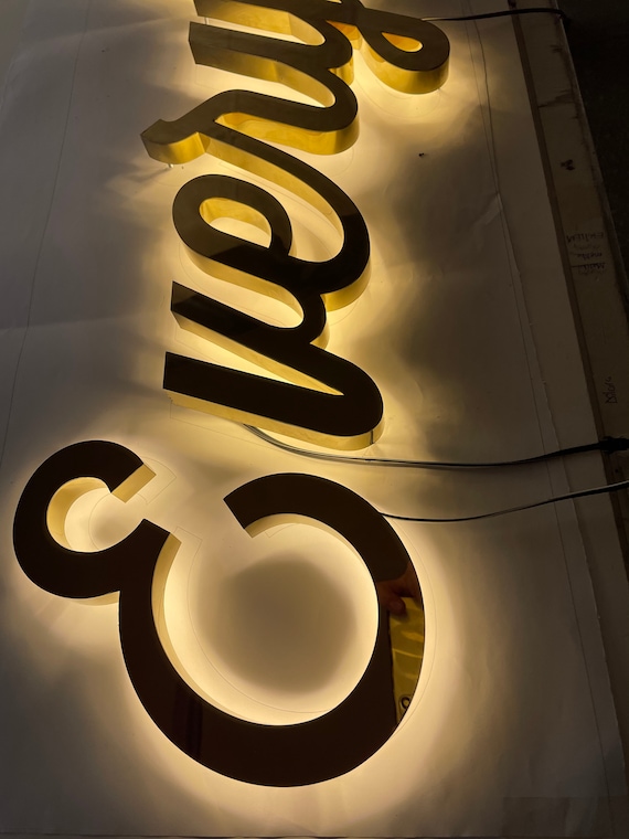 3d Gold Sign Custom Gold Shiny Backlit Background Light 3D - Etsy