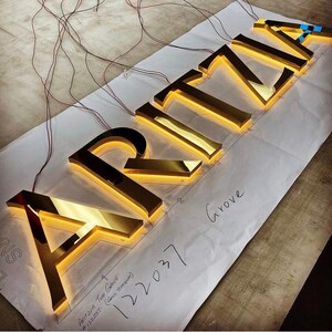 Metal Backlit Sign for Business , Sign Custom Wall Decor Backlit Halo ...