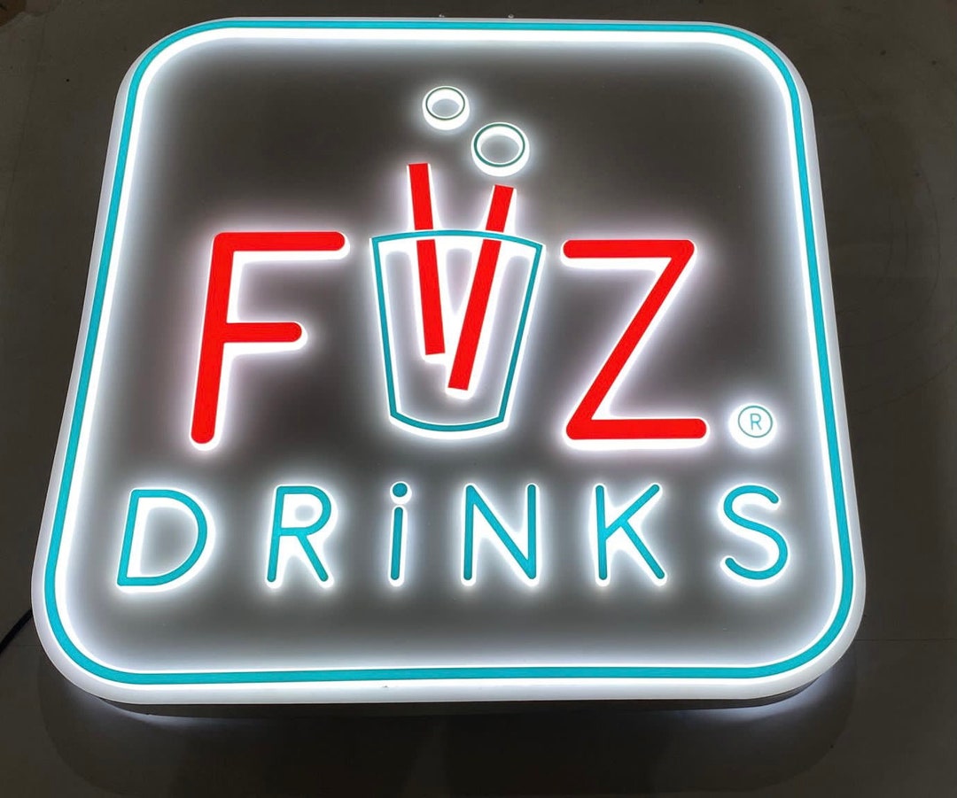 Custom Signs for Business | Wall Backlit Led Neon Halo Sign | Metal ...