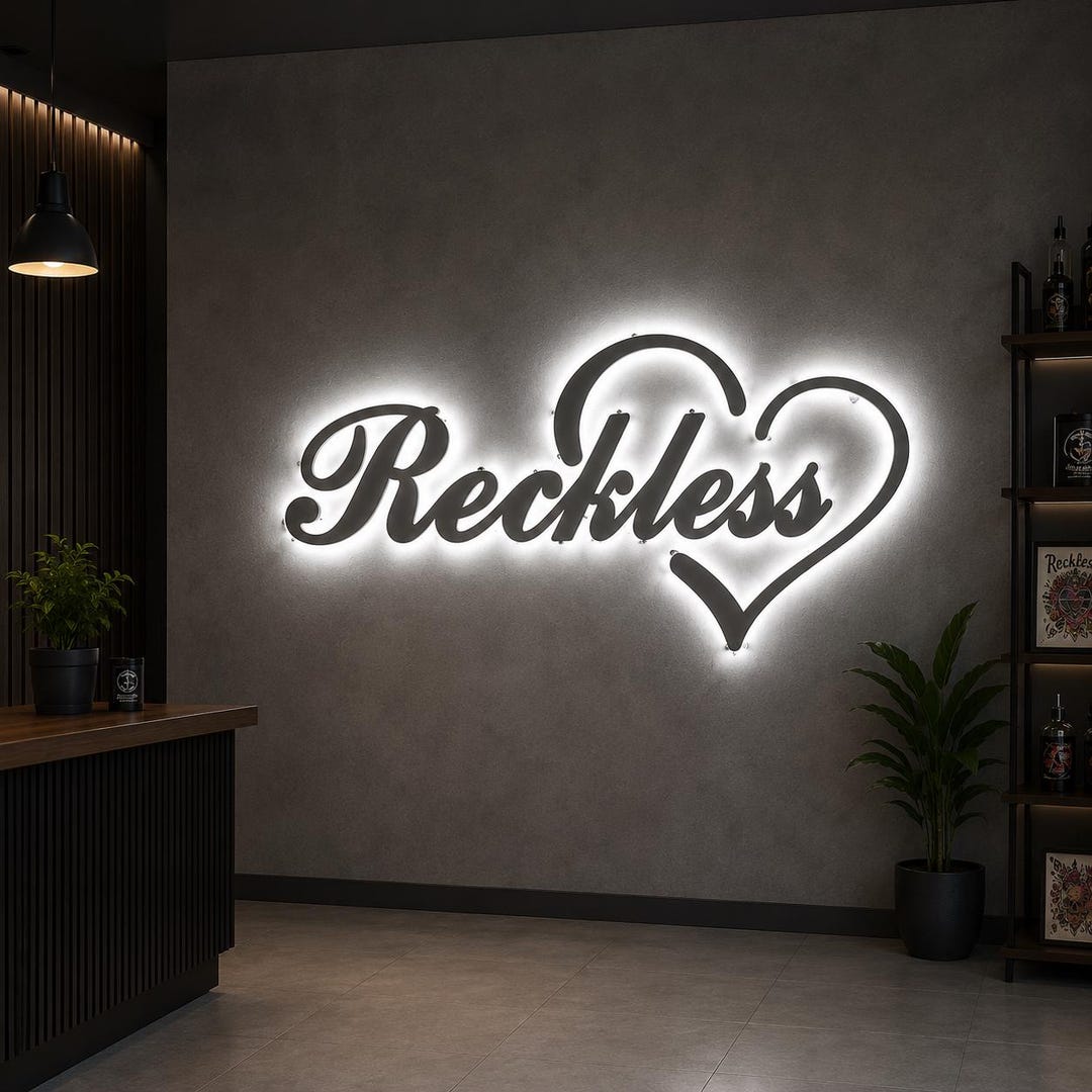 Reception Logo Sign With LED Backlit Halo, Custom 3D Metal Business ...
