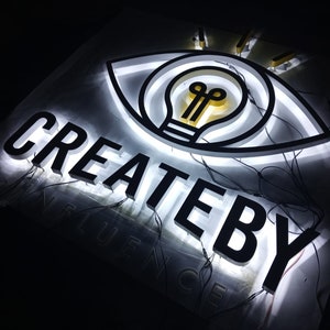 Custom Business Sign 3D Logo Backlit , Metal Brushed Led Light , 3D ...