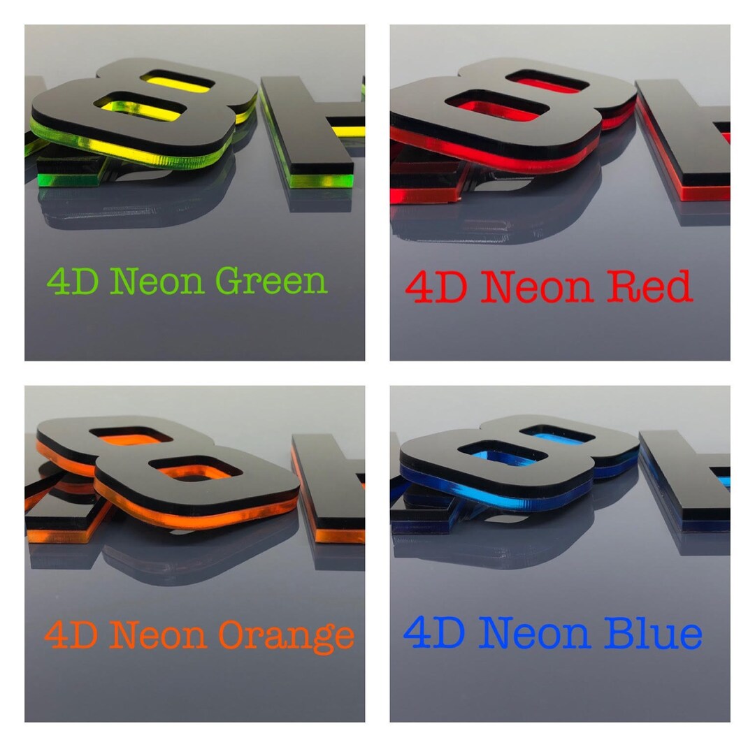 4D Neon Show Number Plate Letters set of 7 - Etsy
