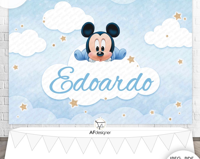 Digital BABY MICKEY MOUSE Party Backdrop, Printable Baby Mickey Mouse ...