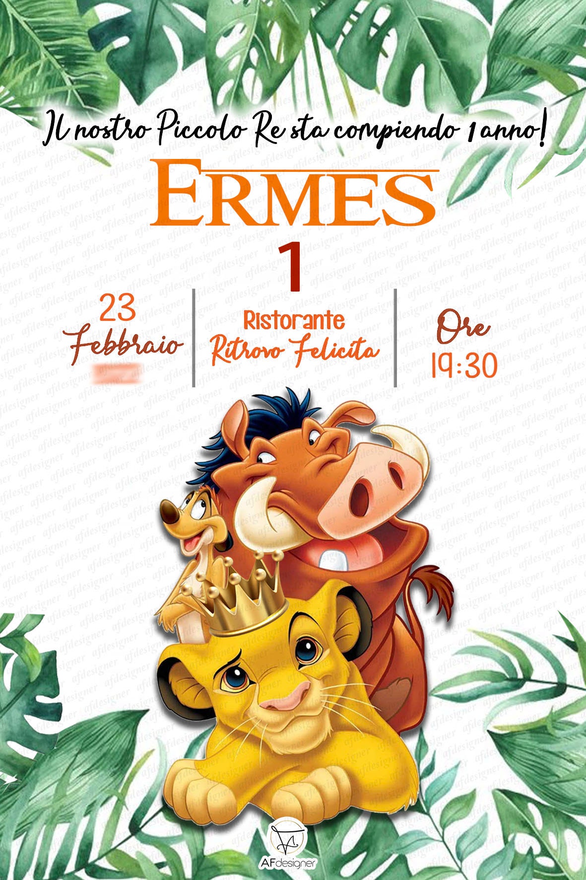 Digital SIMBA-LION KING Party Invitation, Baby Lion King Baptism Invite ...