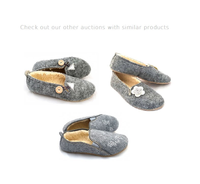 Women's Slippers Felt & Natural Sheeps Wool - Etsy