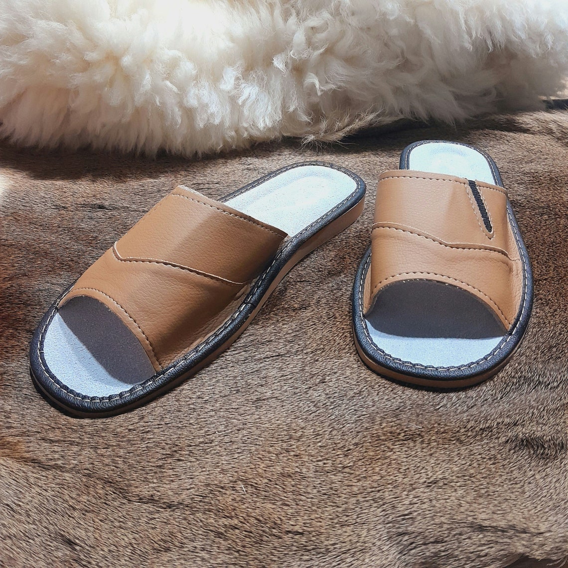 Men's House Leather Slippers, Slip-on Handcrafted in Europe Luxury ...