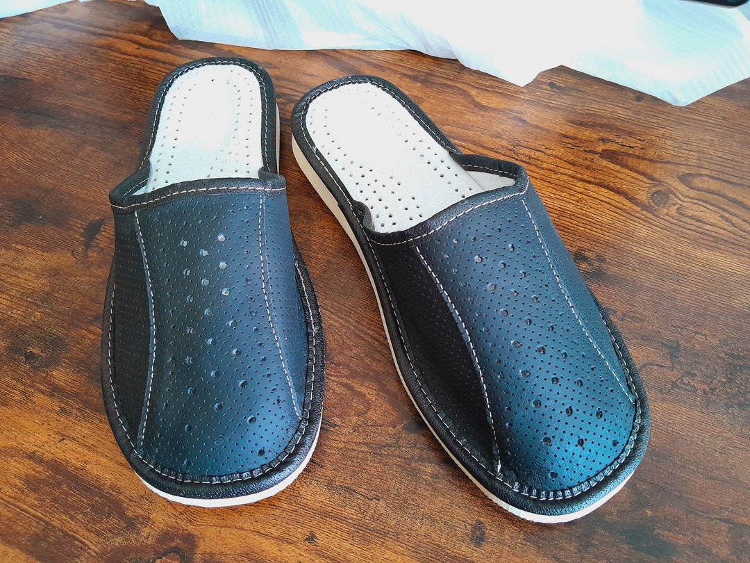 Men's House Leather Slippers, Slip-on Handcrafted in Europe Luxury ...