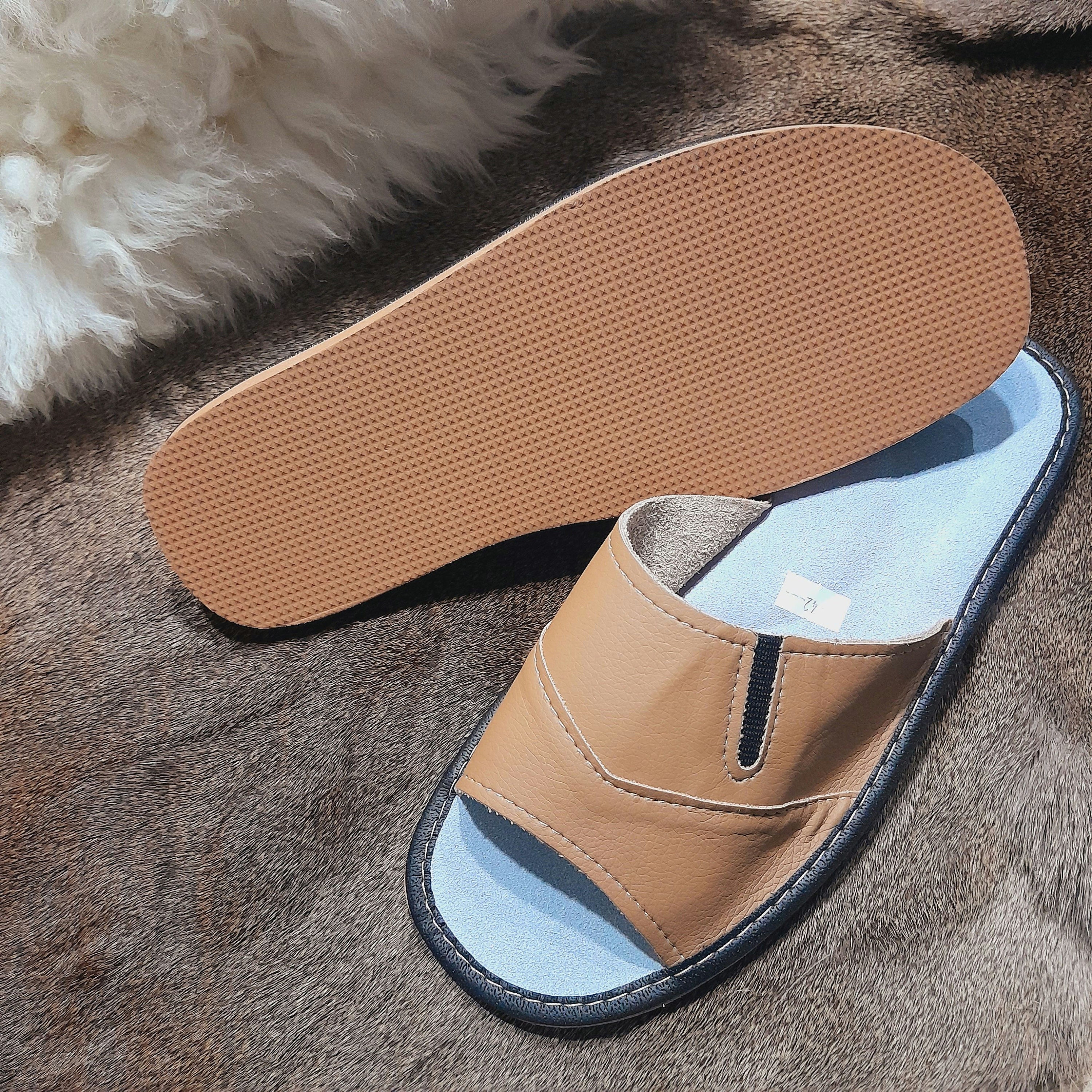 Men's House Leather Slippers, Slip-on Handcrafted in Europe Luxury ...