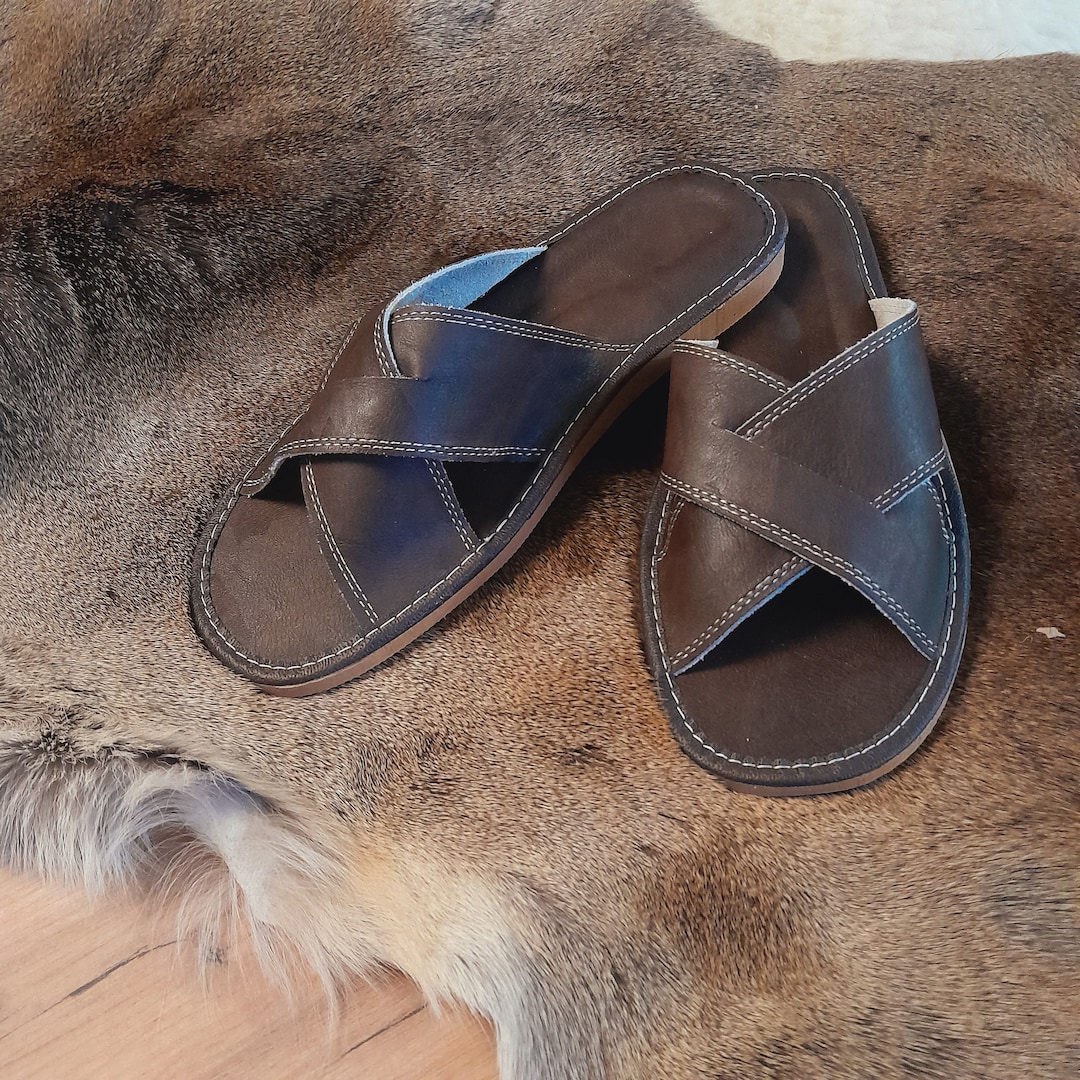 Men's Traditional Sandals Genuine Leather Mountain Style Mules for Men ...