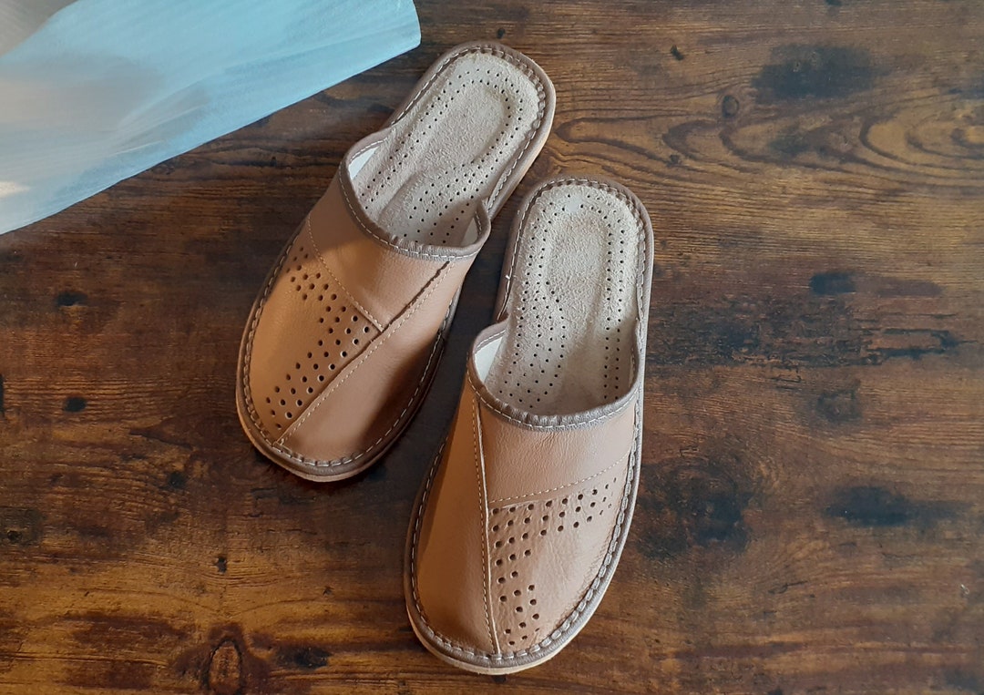 Men's House Leather Slippers, Slip-on Handcrafted in Europe Luxury ...