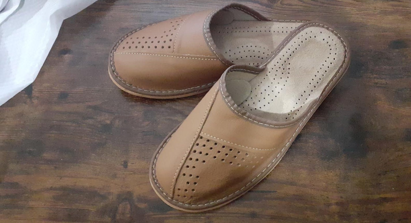 Men's House Leather Slippers, Slip-on Handcrafted in Europe Luxury ...